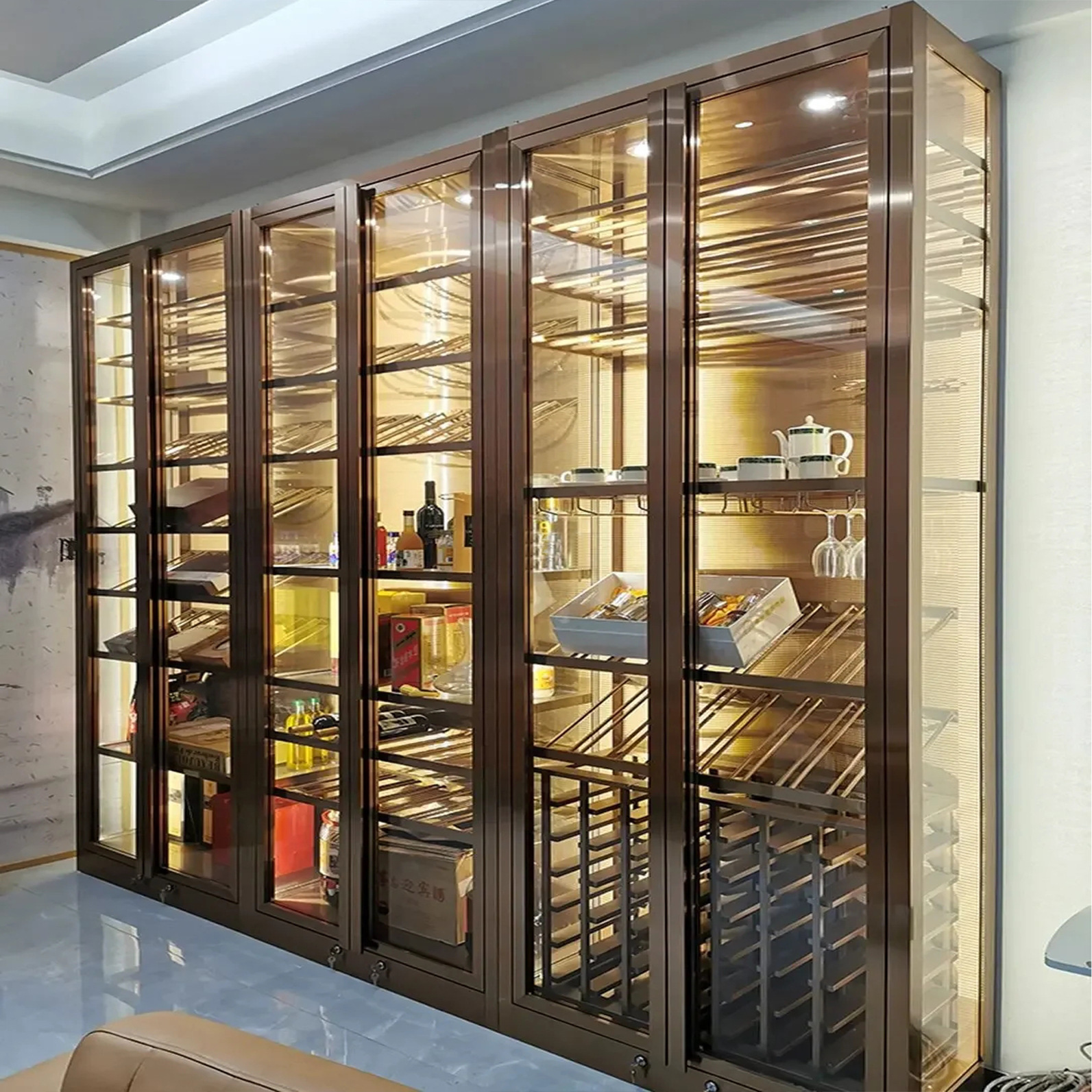 Rust Proof Stainless Steel Wine Storage Cabinet Adjustable Shelves For ...